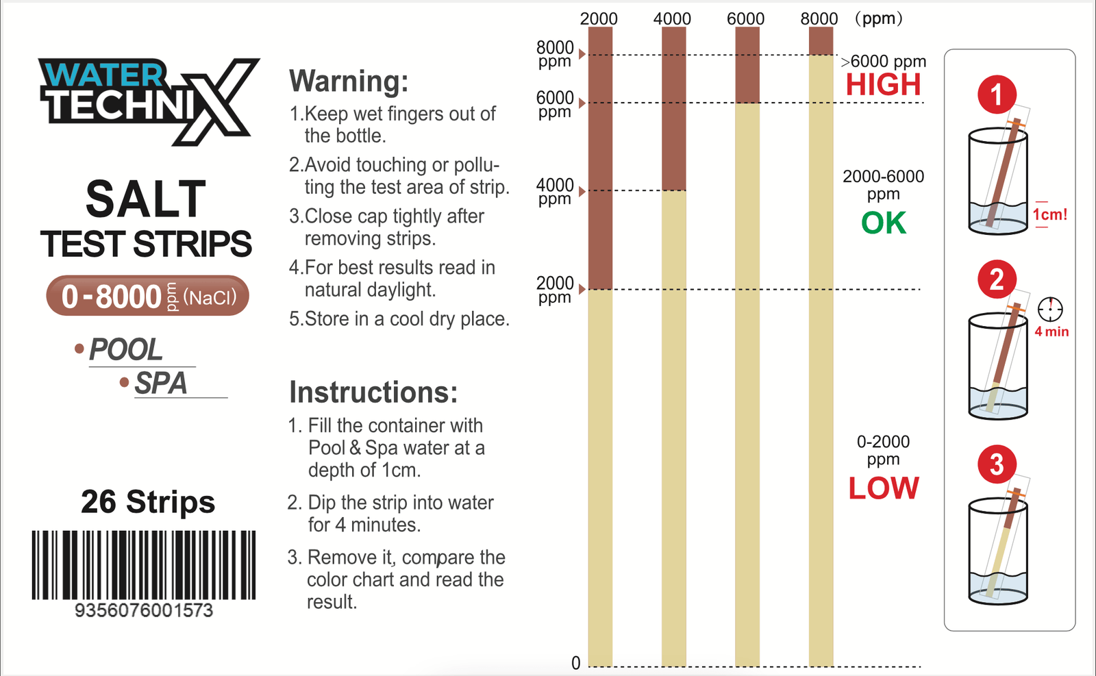 Water TechniX Test Strips - Salt